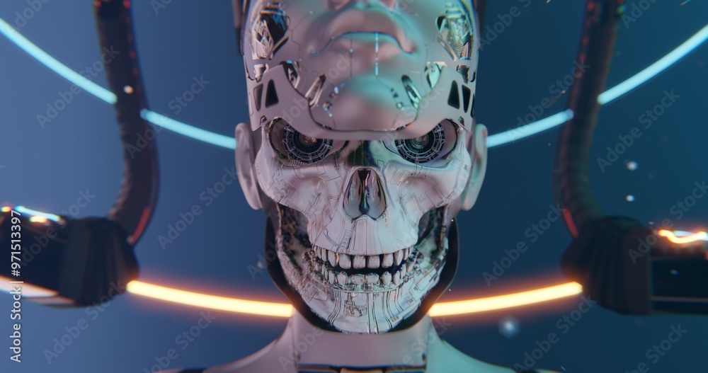 Foto de Stock Cybernetic brain cyborg face futuristic female robotic ...