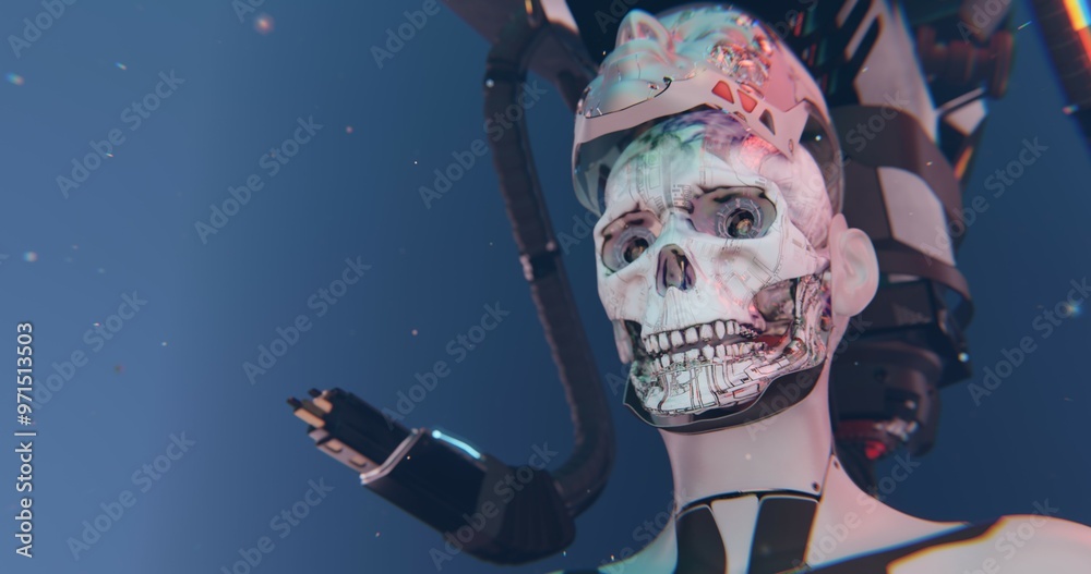 Foto de Stock Cybernetic brain cyborg face futuristic female robotic ...