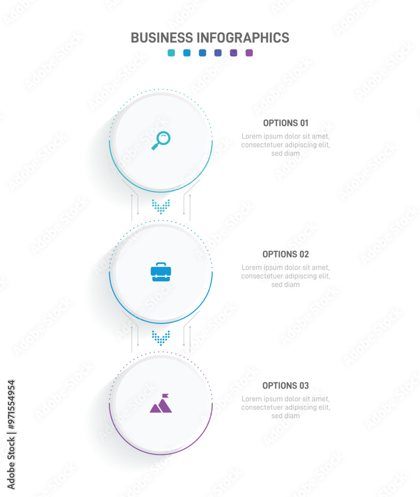 Vertical progress bar featuring 3 arrow-shaped elements, symbolizing ...