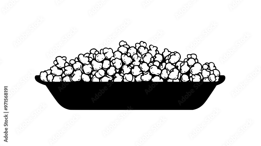 Caramel popcorn pieces of varying sizes neatly arranged in a straight ...