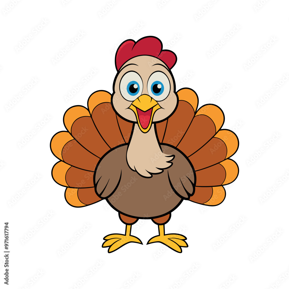 Cartoon cute Turkey Clipart isolated vector illustration Stock Vector ...