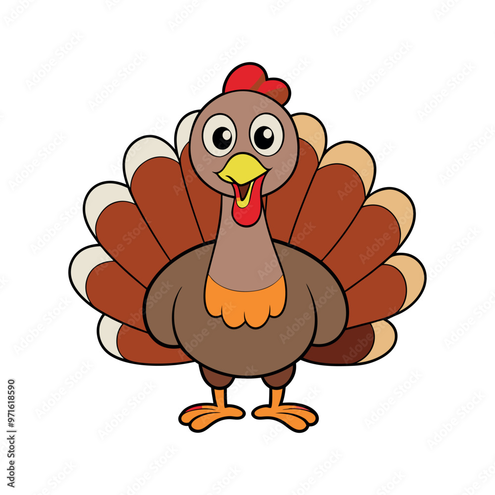 Cartoon cute Turkey Clipart isolated vector illustration Stock Vector ...