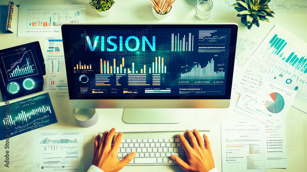 business vision and marketing strategy, Goals Concept., Chart with ...