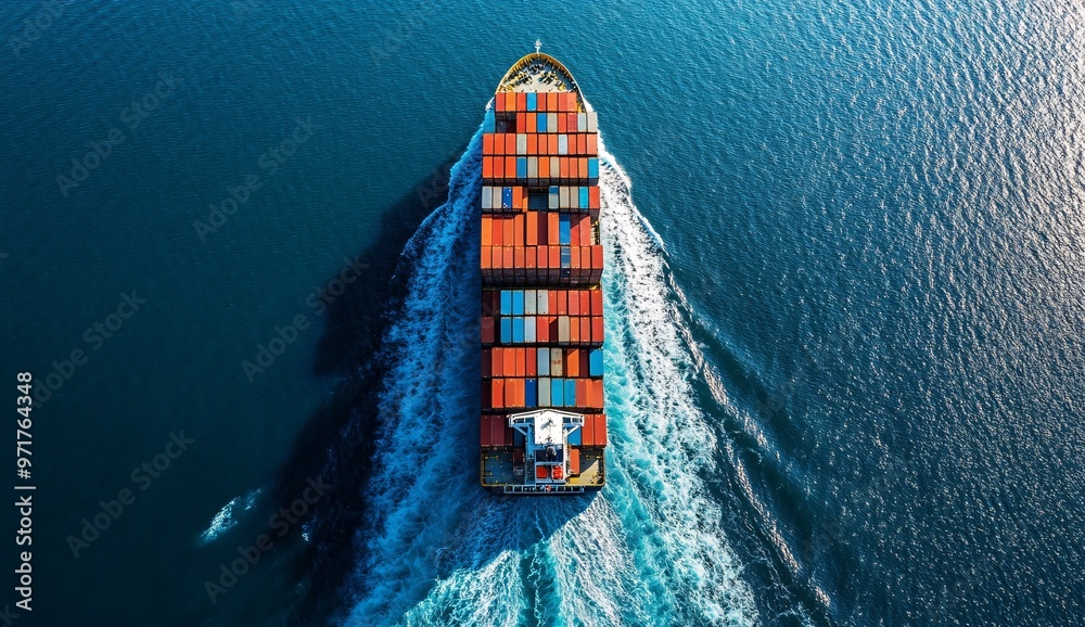 Large cargo ship navigating through open waters while transporting ...