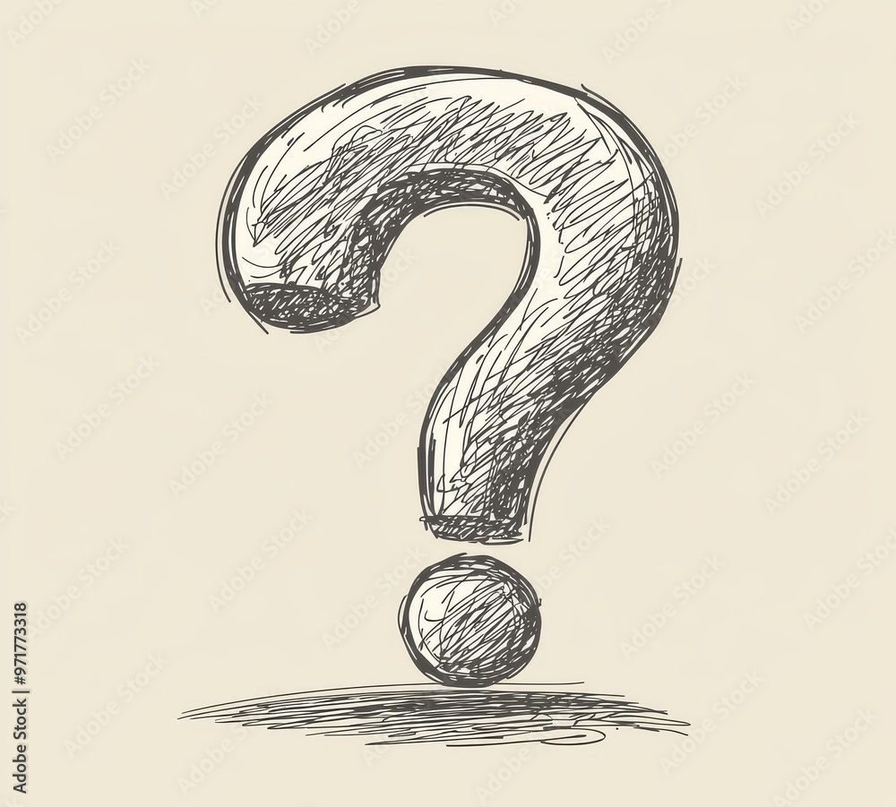 Monochrome line illustration of a question mark. Continuous linear ...