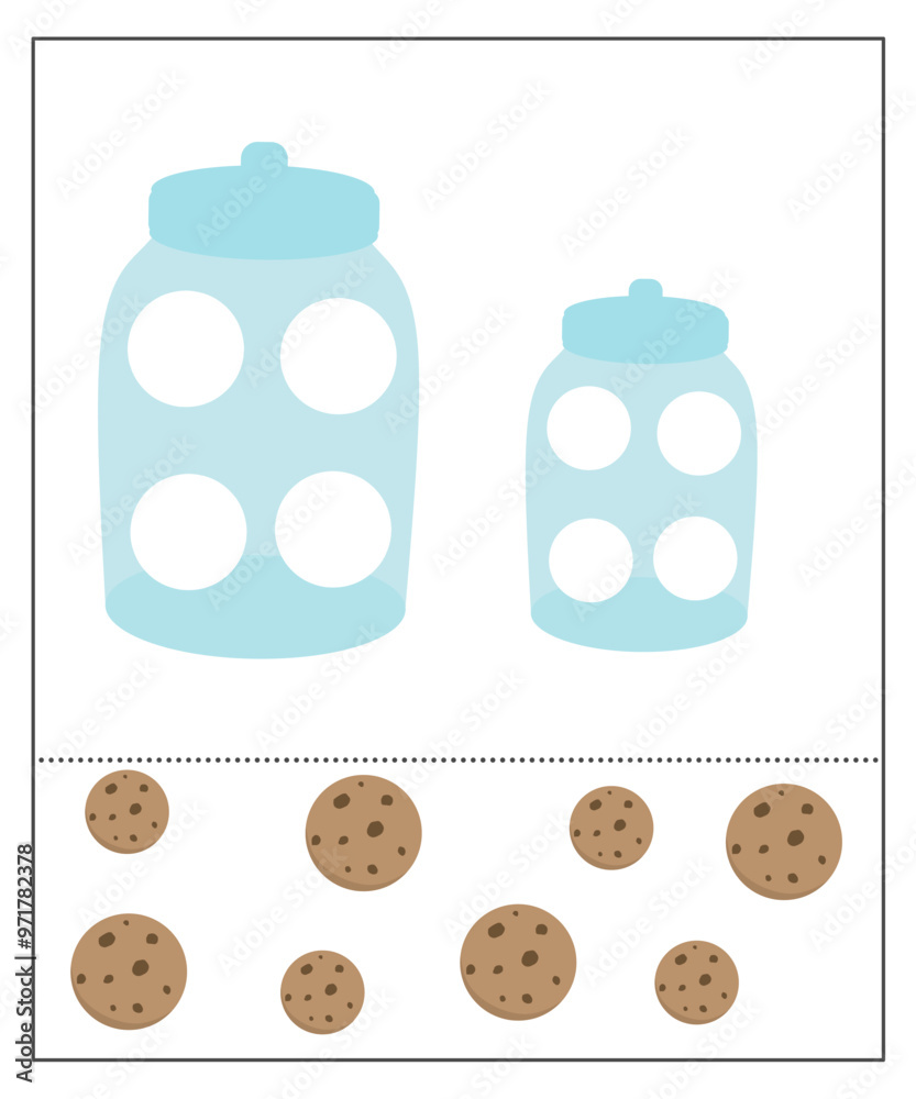 Sorting big and small cookies to the cookie jar worksheet, cookies ...
