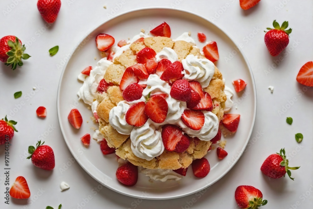 Strawberry Shortcake: Overhead shot of a deconstructed strawberry ...