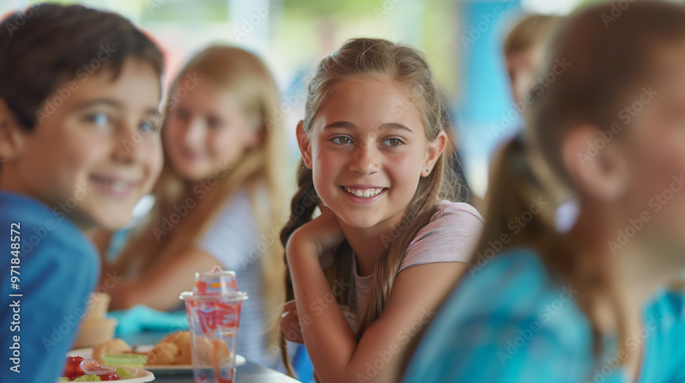 Kids Sharing Lunch: A group of kids sitting together in the cafeteria ...