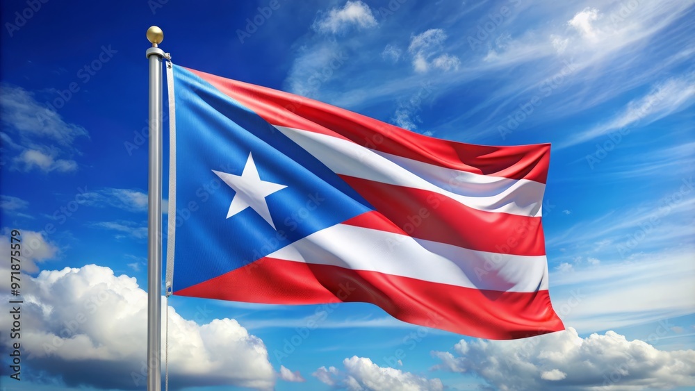 The Puerto Rican flag proudly displays its tri-colored fabric ...