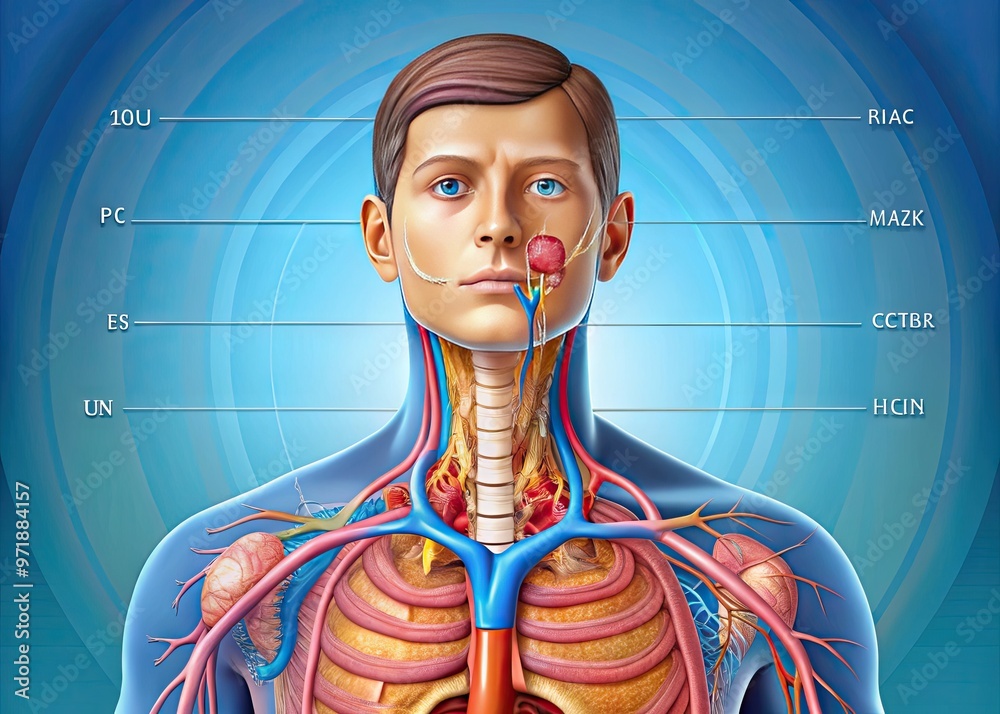 Detailed illustration of the human trachea anatomy, showcasing its ...