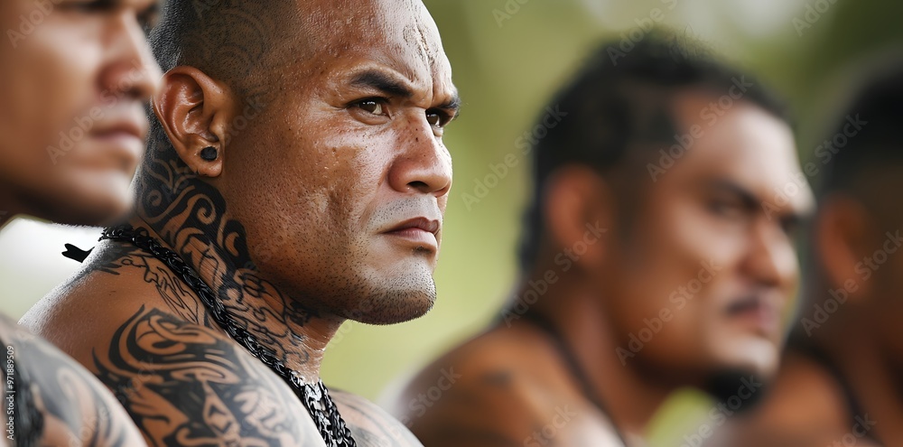 Group of Samoan men wearing traditional garments, showcasing their ...