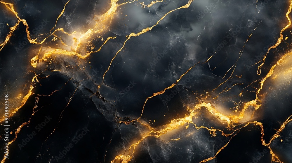 Black marble texture background with golden curly veins Natural pattern ...