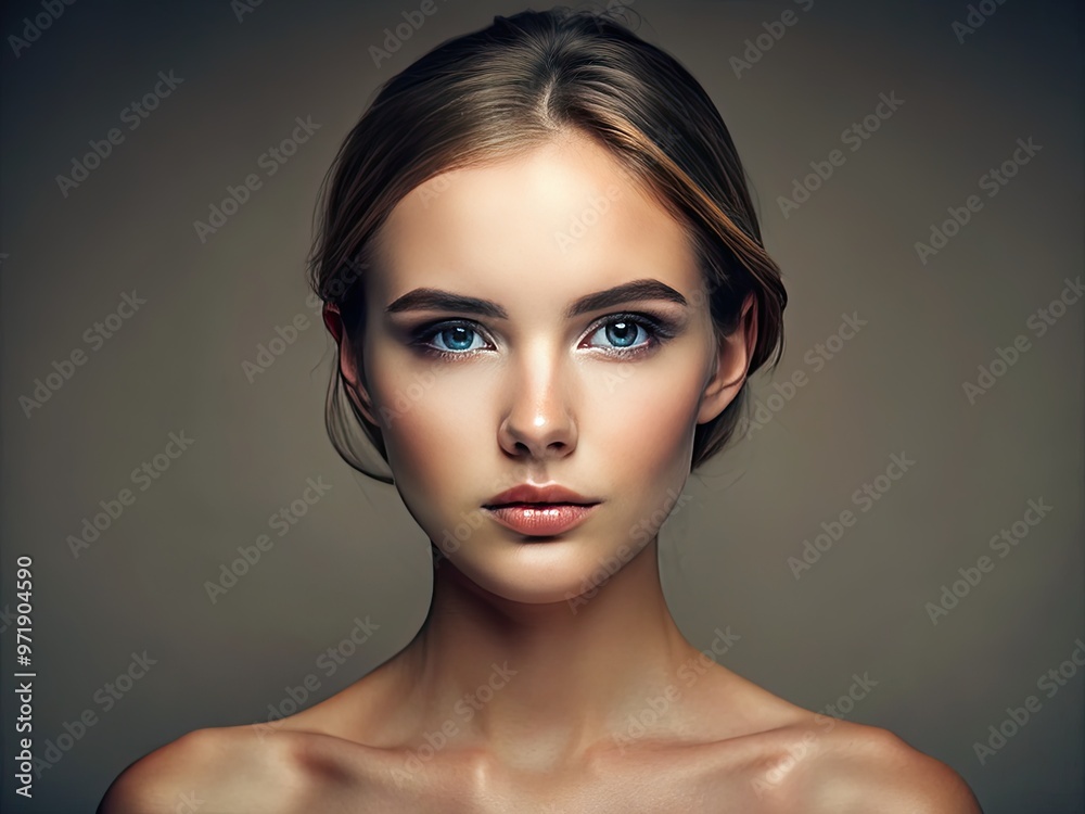 Natural beauty shines through on the unadorned face of a young woman ...