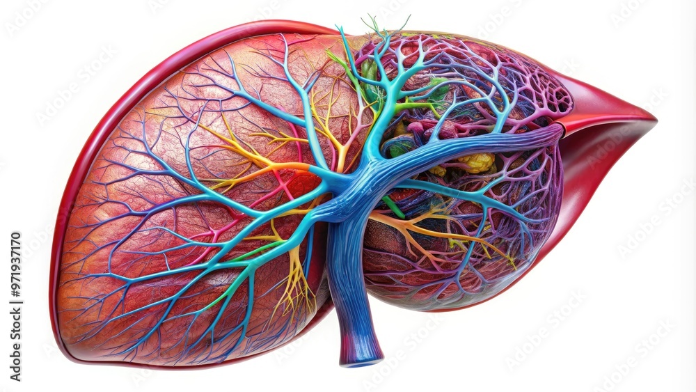 Stock-Illustration „Vibrant illustration of the human liver ...