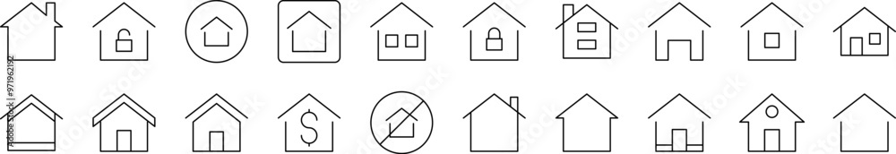 Simple Linear Icon of House. Editable Stroke. Minimalistic Linear ...