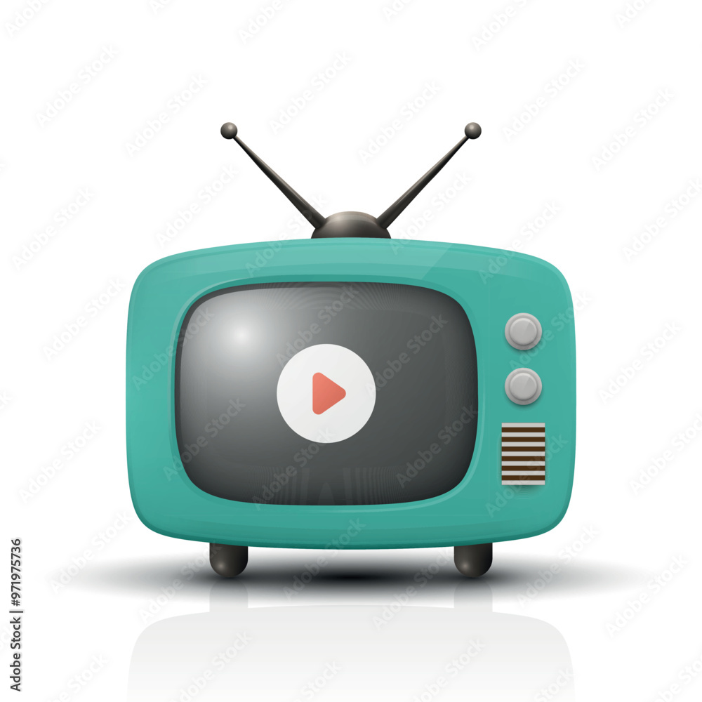 Vector 3D Realistic Retro TV Set Icon. Retro TV Symbol for Web, App ...