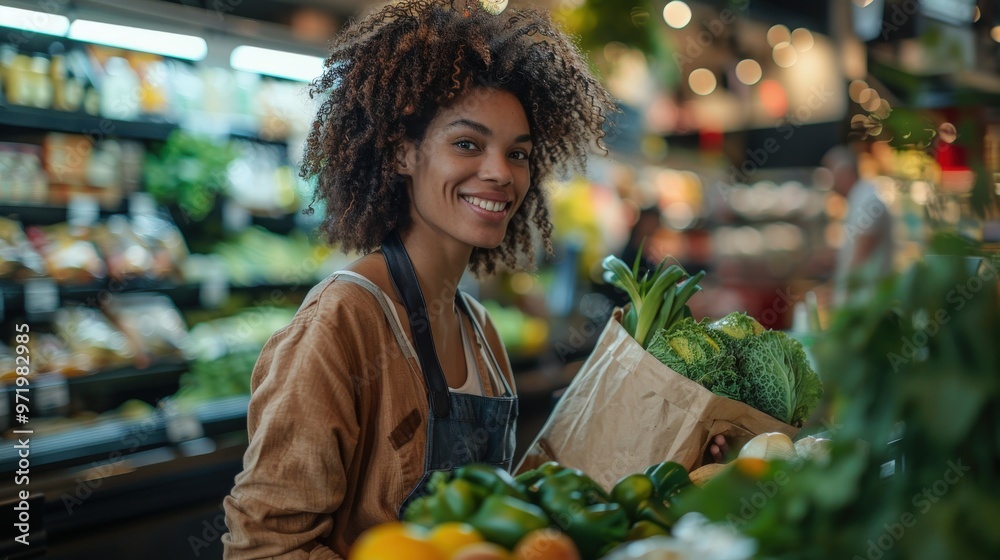 Design a high-resolution image of an eco-conscious shopper using a ...