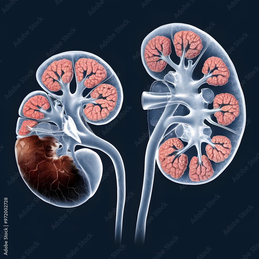 Human kidney anatomy Stock Illustration | Adobe Stock