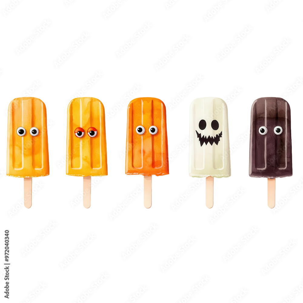 Watercolors Ice cream Halloween, Colorful and playful ice pops with ...
