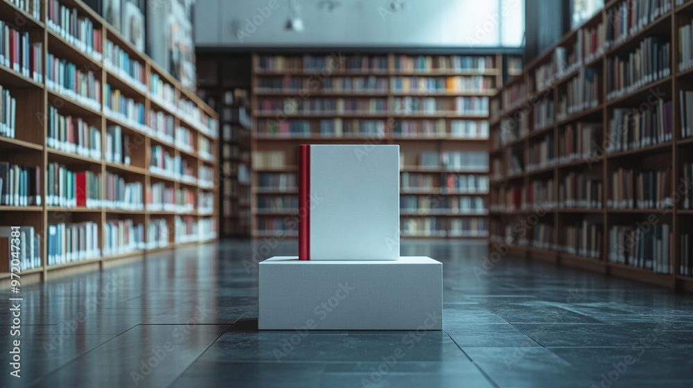 blank book on a sleek pedestal, symbolizing innovation, creativity, and ...