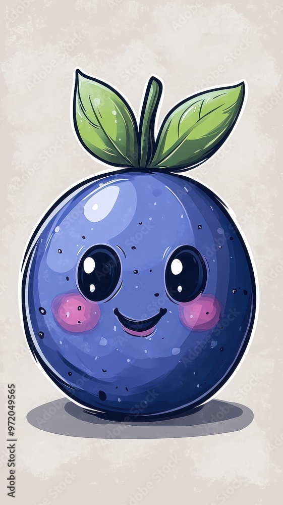 Blueberry illustrated in a cartoon art style with bold, playful ...