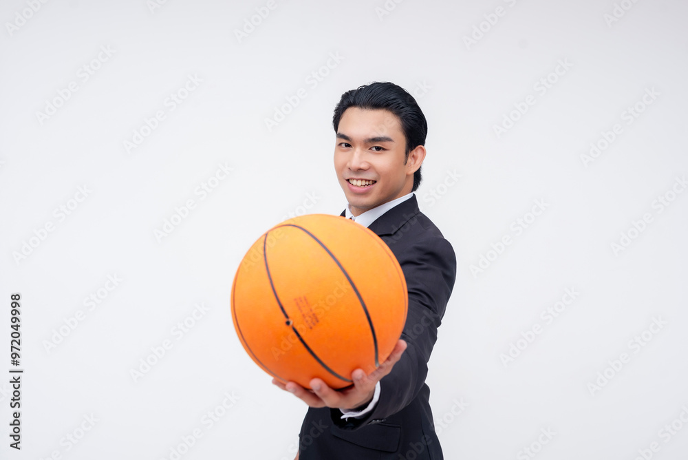 A confident and talented young asian business executive in a full suit ...