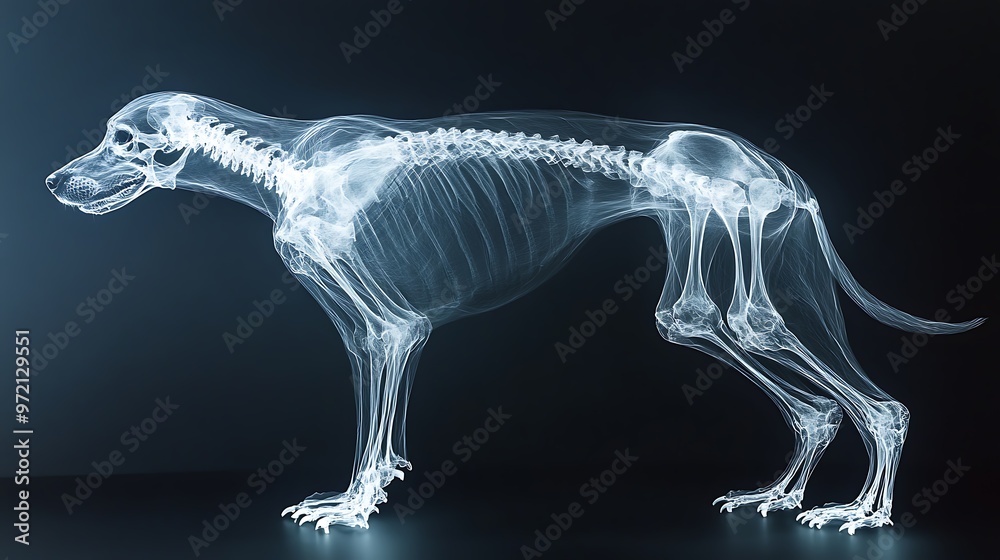 Veterinary X Ray of a Dog Skeletal Structure Photographed with ...