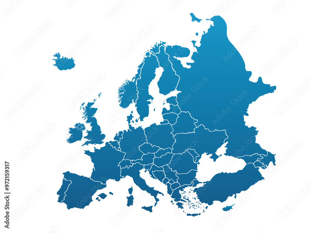Europe map on white background. All countries in Europe Modern color ...