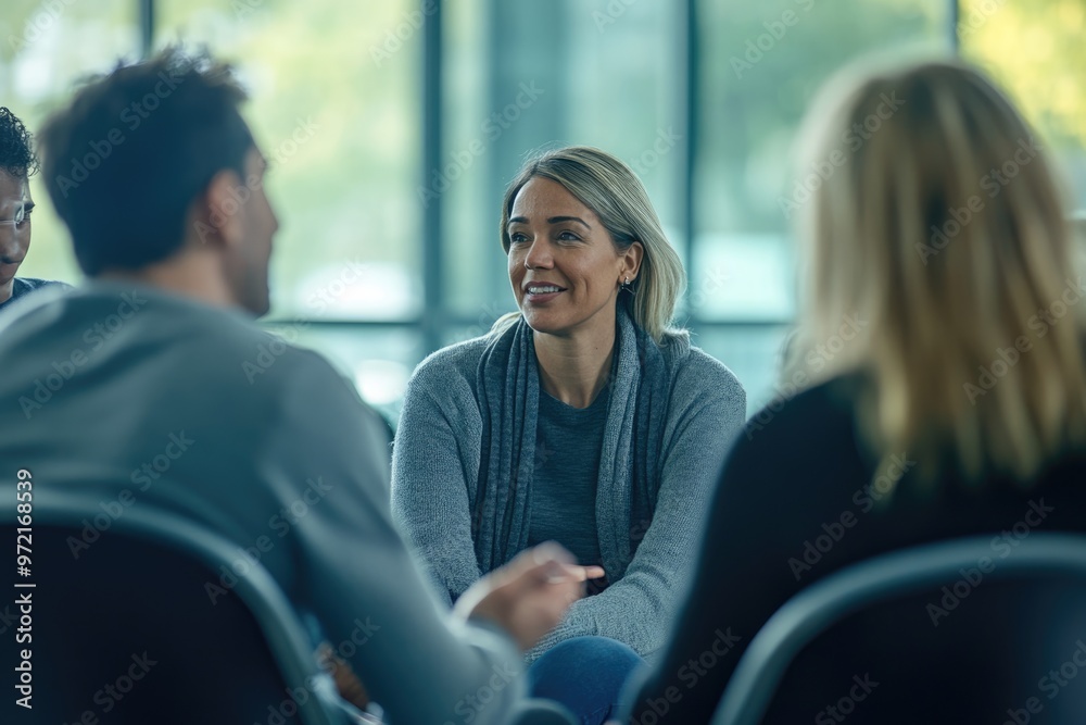 Mature adults participating in a group discussion, sharing ideas and ...