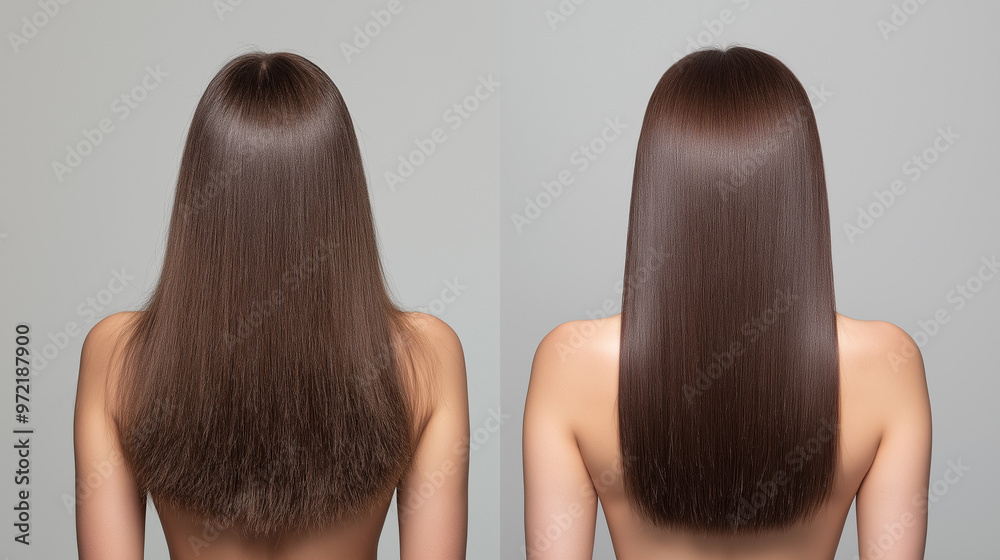 Before and after hair botox treatment, side-by-side comparison showing ...