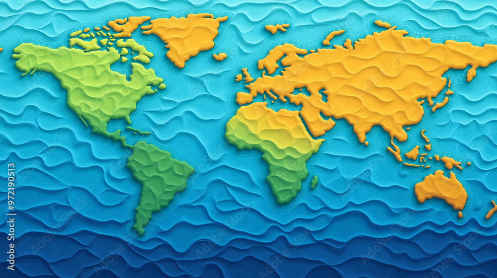 Detailed climate zones world map with vibrant colors for different ...