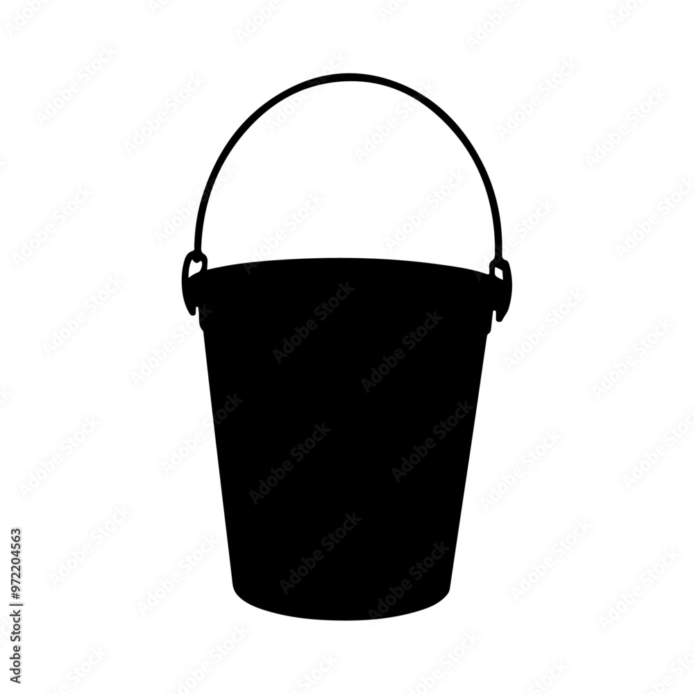 bucket silhouette vector black color silhouette solid white background ...