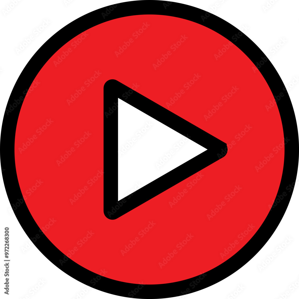 Red YouTube play button, YouTube video and music icon. A triangle ...