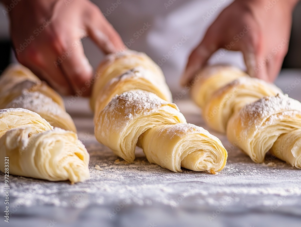 Artisanal French Croissants Crafted with Flaky Layers and Golden Brown ...