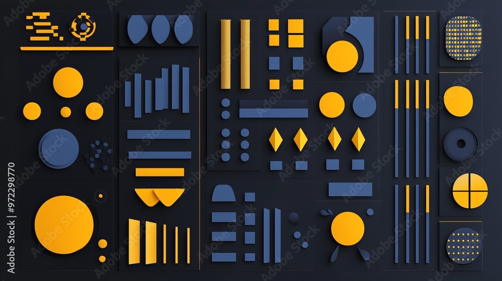 Ilustración de Stock Bento grid layout with modern graphic design ...