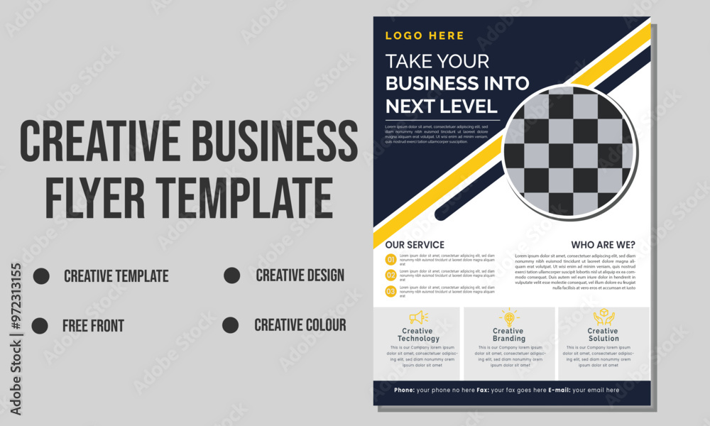 Creative corporate business poster & flyer design with blue and yellow ...