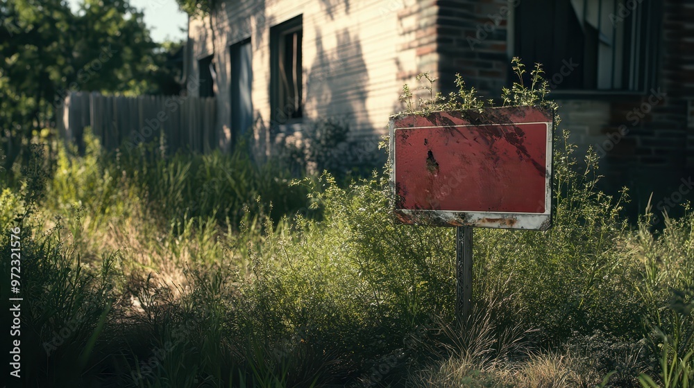Overgrown weeds overtaking a For Sale sign in front of a suburban home ...