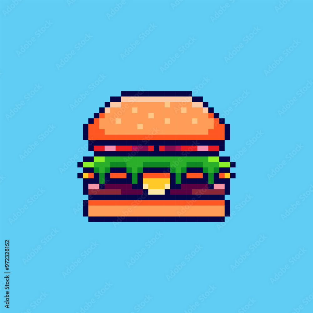 Pixel art Burger game asset design Stock Vector | Adobe Stock
