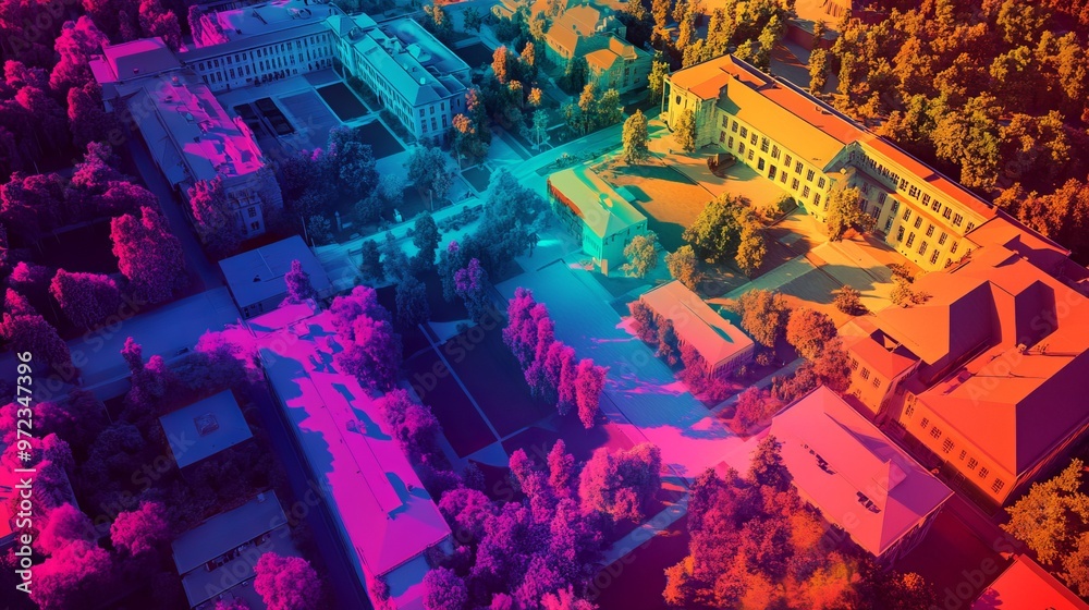 Heatmap of a university campus, with vibrant colors showing the most ...