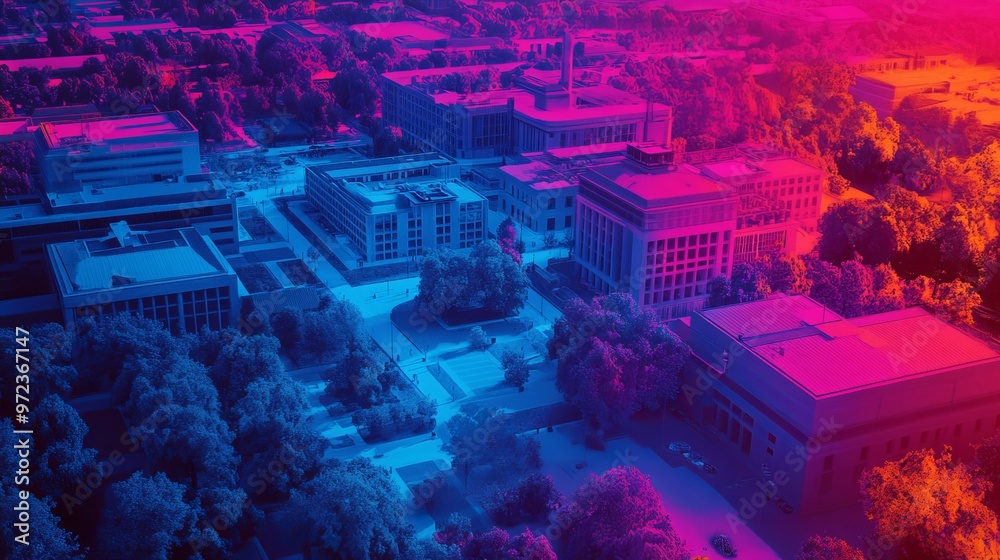 Heatmap of a university campus, with vibrant colors showing the most ...