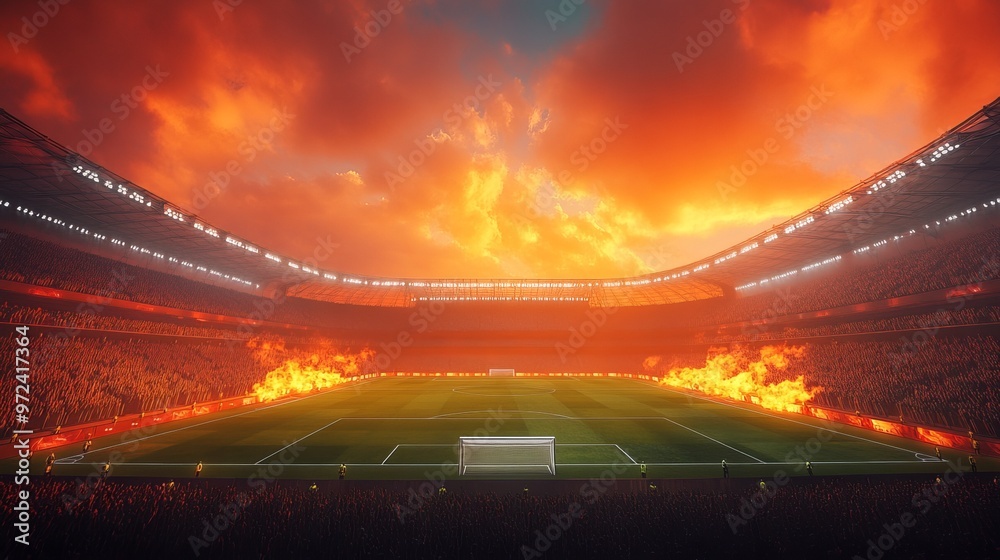 Heatmap of a stadium during a football match, with warm colors ...