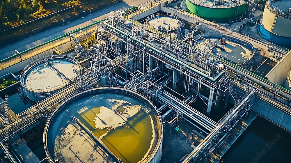 Biogas station infrastructure, displaying sharp images of processing ...