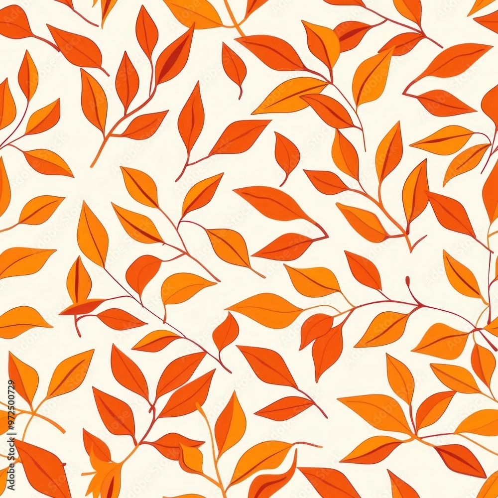 autumn fall plant orange leaf illustration as seamless repeating ...