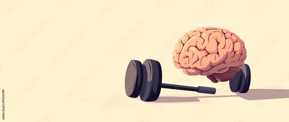 Stock cartoon mental health symbol: a cartoon brain raising a bell ...