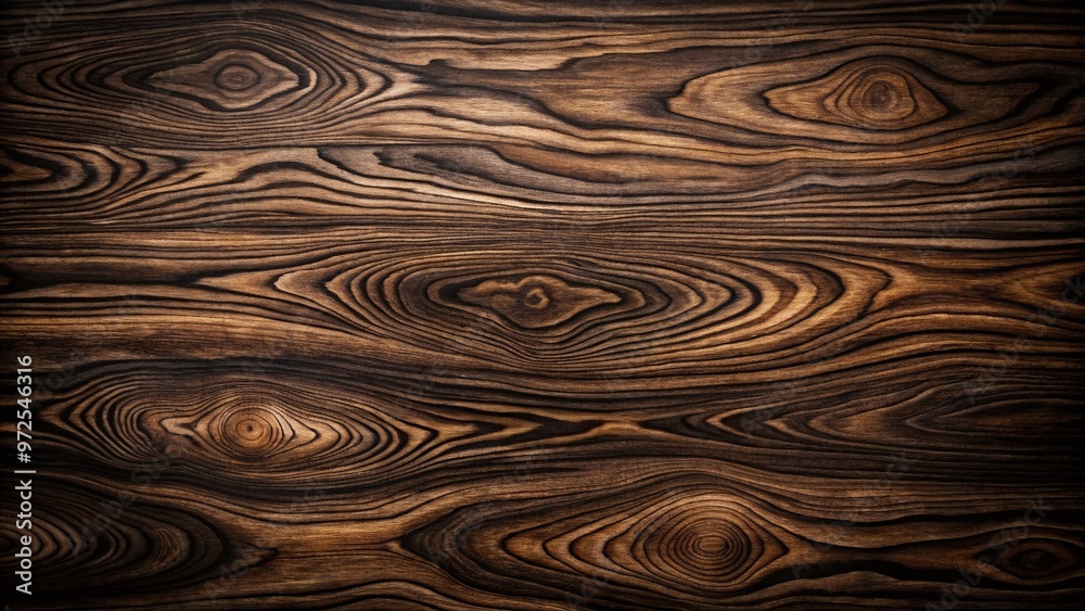 Dark wood texture with intricate natural grain patterns forming a rich ...