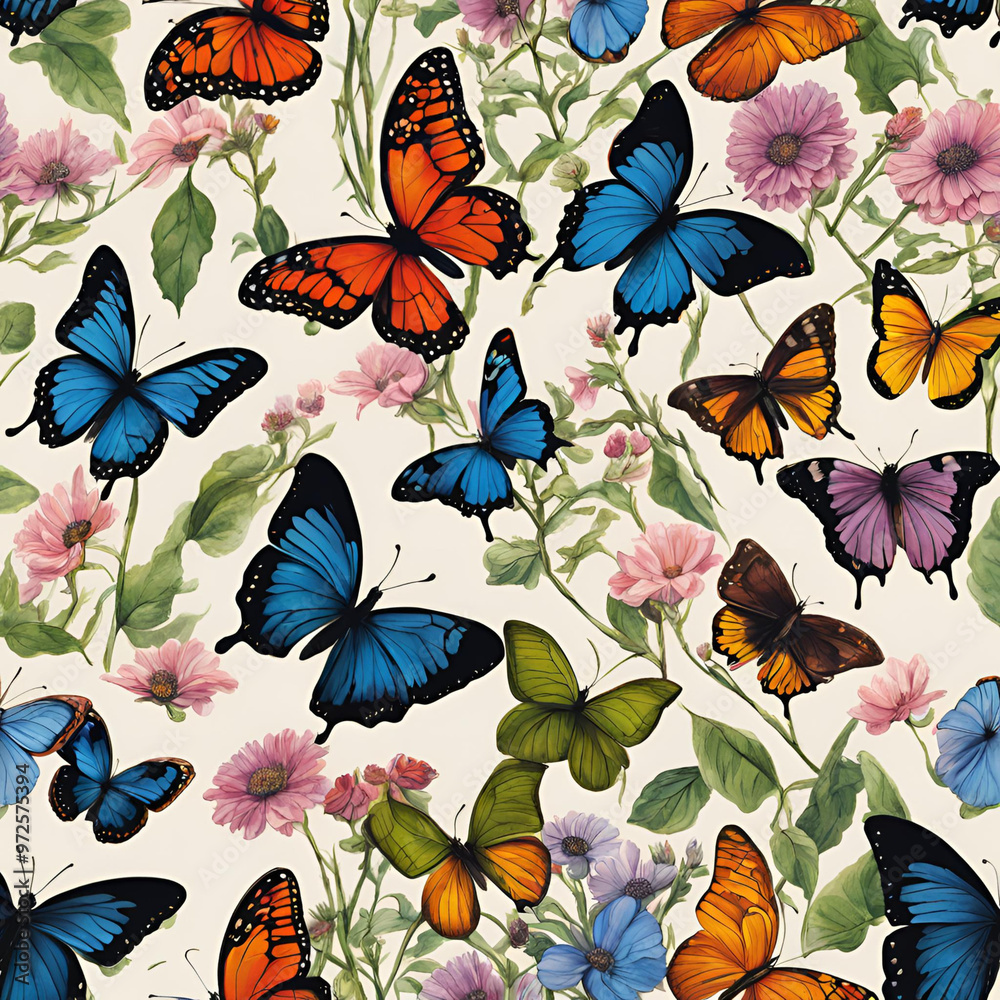 butterflies in a garden, representing mental health resilience, rebirth ...