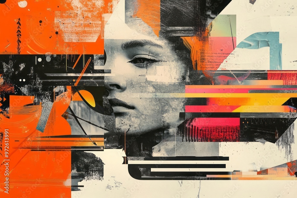 Graphic design poster, collage layout, imaginative and eclectic Stock ...