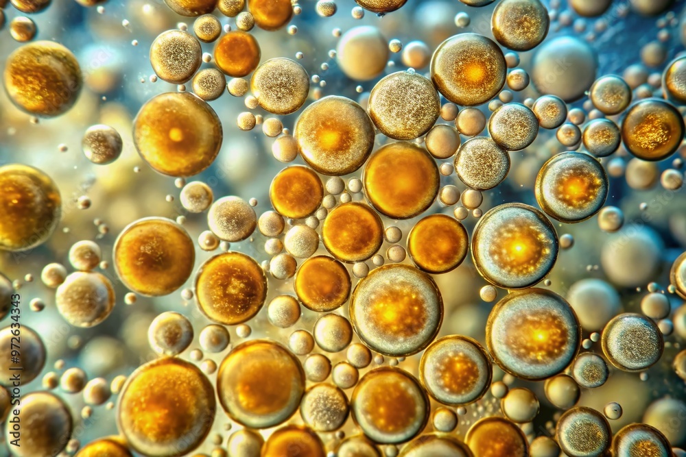 Microscopic view of cloudy urine with numerous small bubbles or foam ...