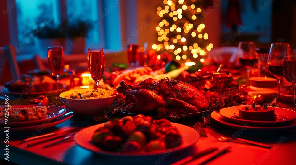 Heatmap of a holiday dinner table, with vibrant reds highlighting the ...