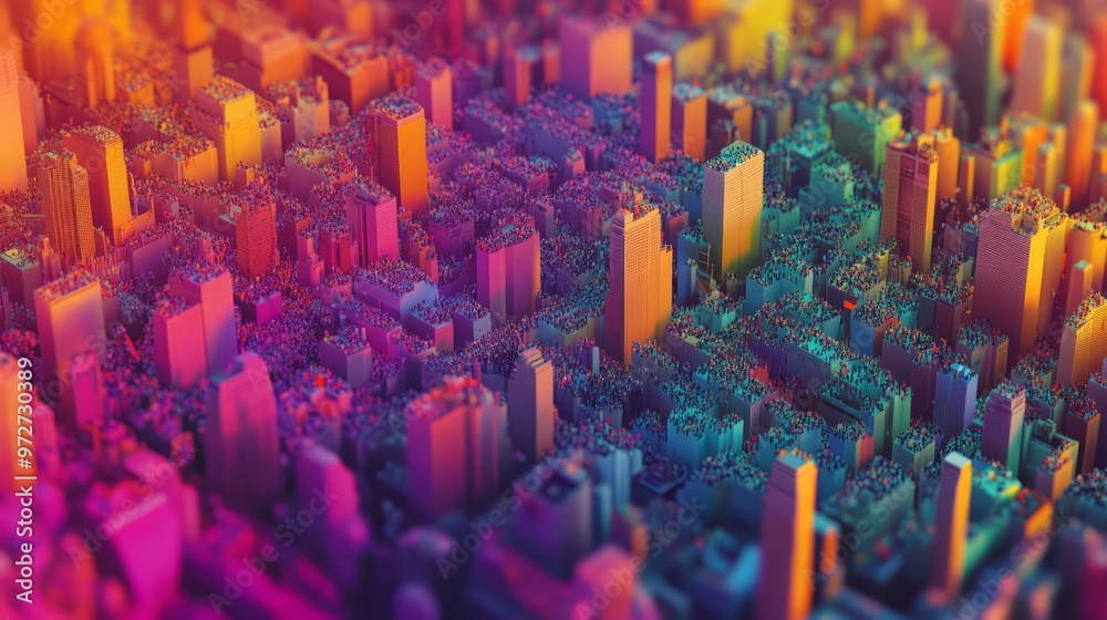 Heatmap of a city during a festival, with vibrant colors showing the ...